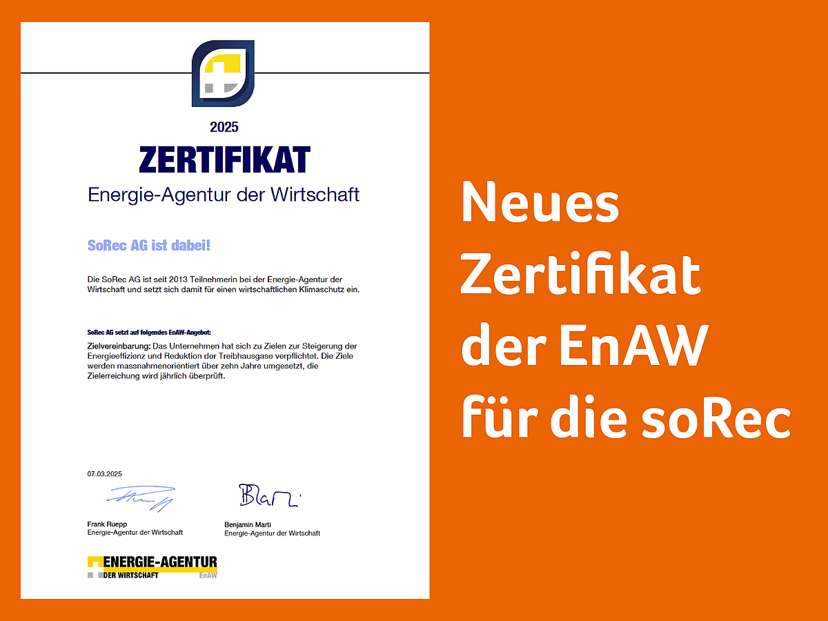 Zertifikat EnAW 2025 - soRec AG Gossau